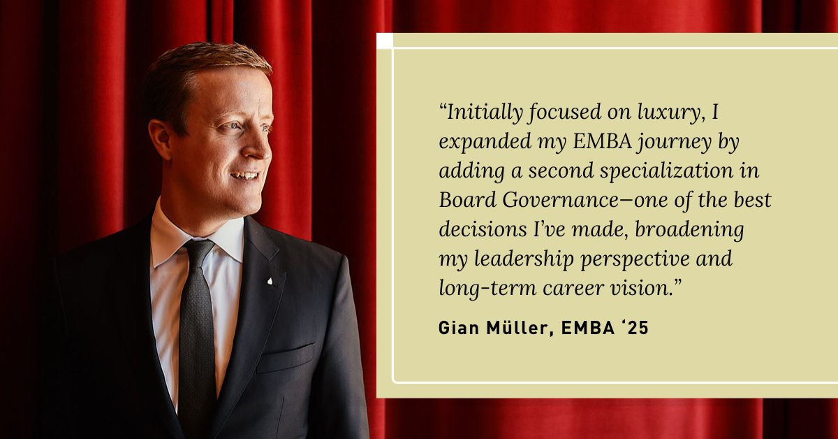 Gian Mueller on a Tailored EMBA Journey: Shaping His Future in Luxury and Leadership | HEC Paris